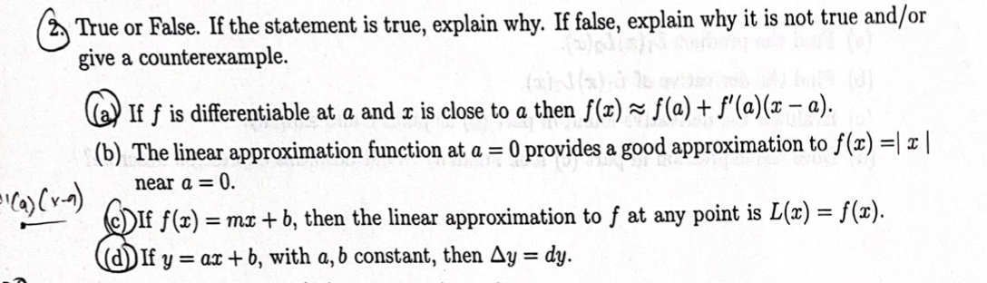 Solved 2. True or False. If the statement is true, explain | Chegg.com