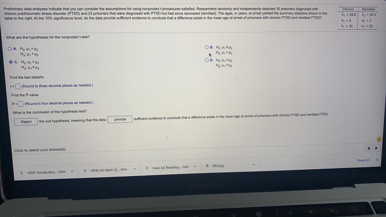 Solved Preliminary data analyses indicate that you can | Chegg.com