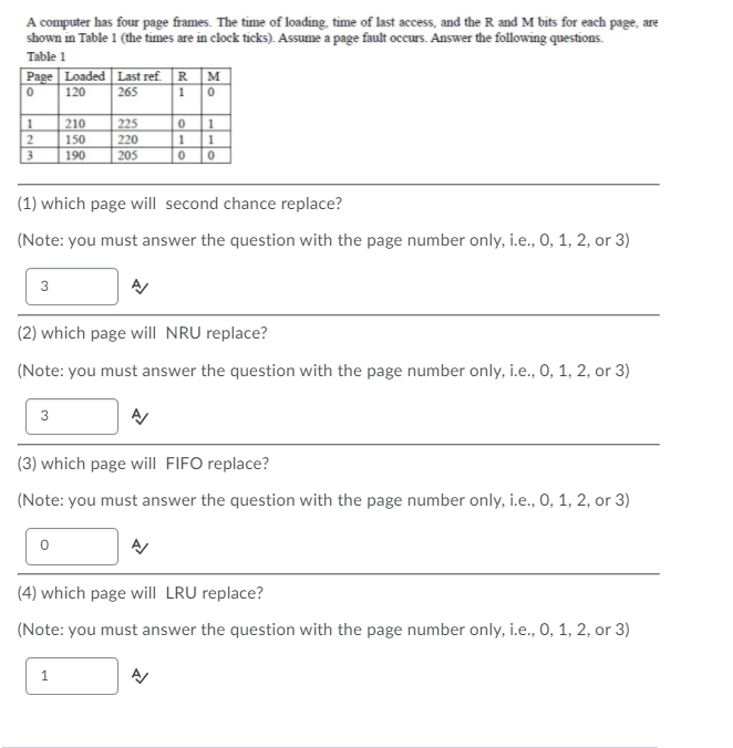 Solved A computer has four page frames. The time of loading, | Chegg.com