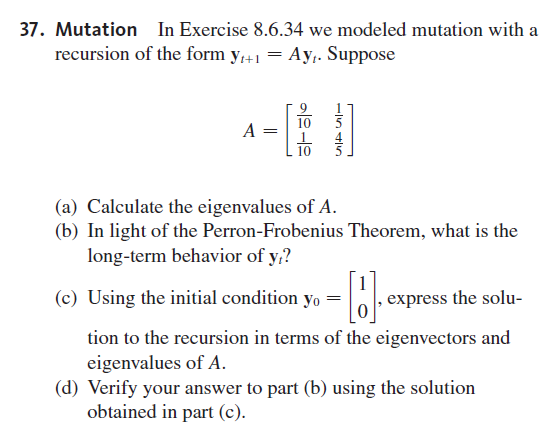 Solved Mutation In Exercise 8.6.34 ﻿we modeled mutation with | Chegg.com