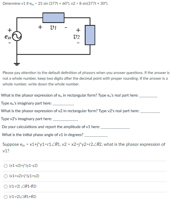 Solved Determine v1 if ein | Chegg.com