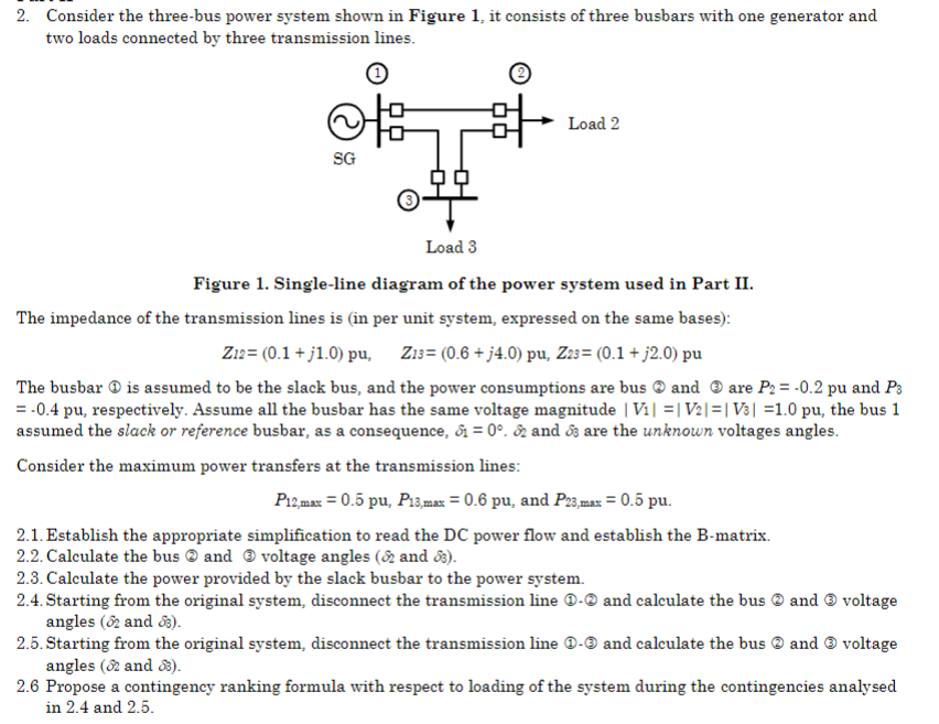 2. Consider the three-bus power system shown in | Chegg.com