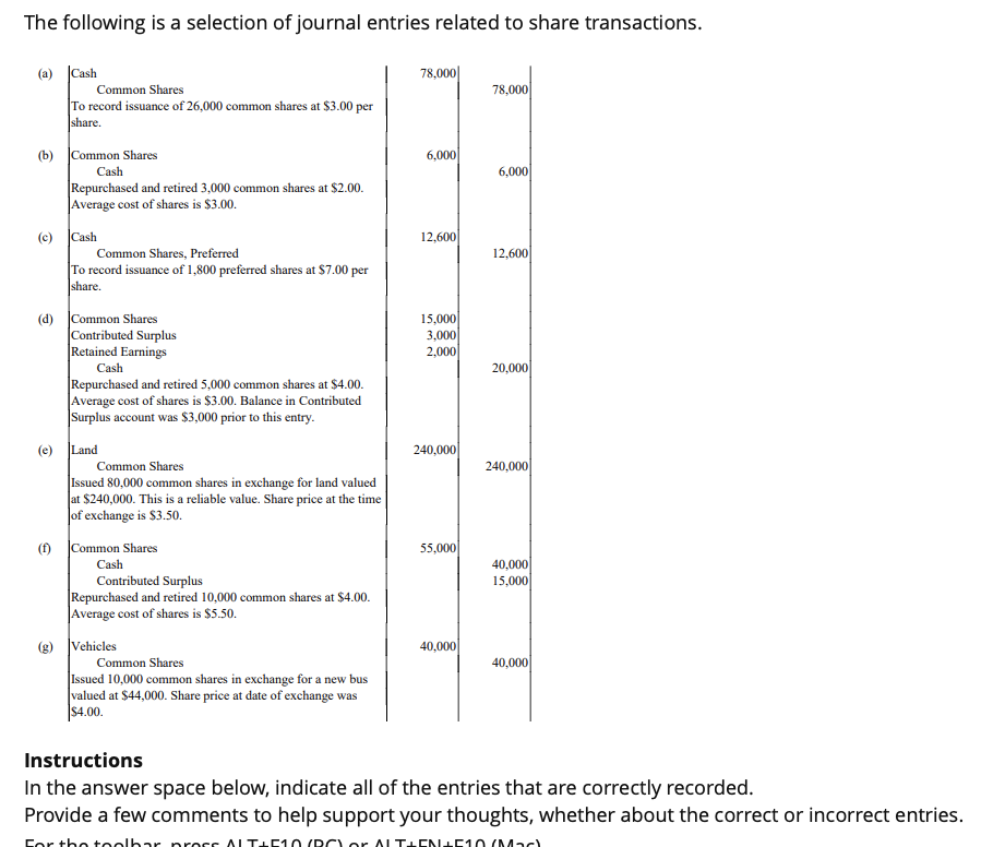 Solved The following is a selection of journal entries | Chegg.com