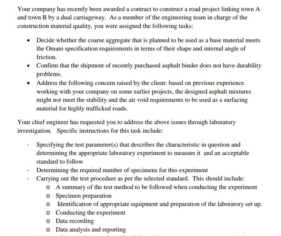 Solved Your company has recently been awarded a contract to | Chegg.com