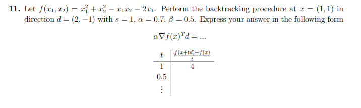 Solved 11. Let f(x1,x2)=x12+x22−x1x2−2x1. Perform the | Chegg.com