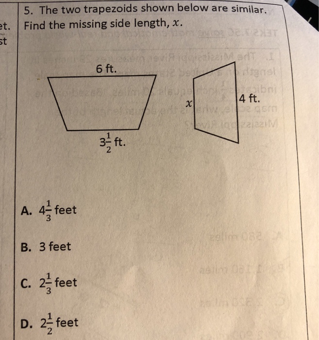 Solved 5. The two trapezoids shown below are similar. t. | Chegg.com