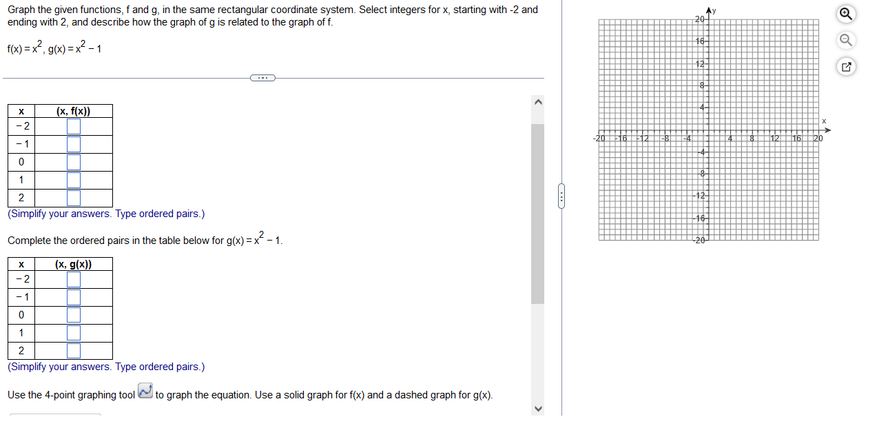 Solved Graph the given functions, f and g, in the same | Chegg.com