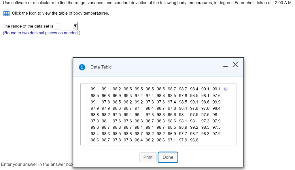 Solved Use Software Or A Calculator To Find The Range Chegg