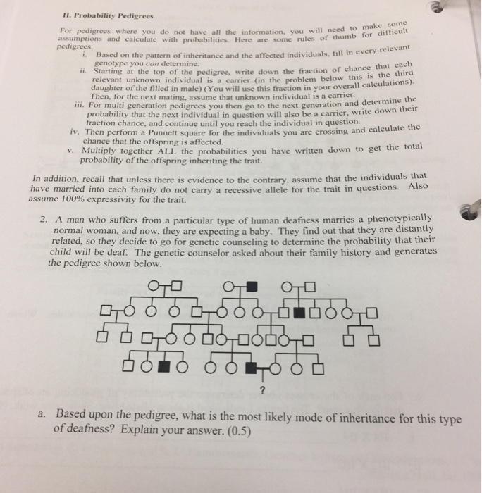 Solved I1. Probability Pedigrees For pedigrees where you do | Chegg.com