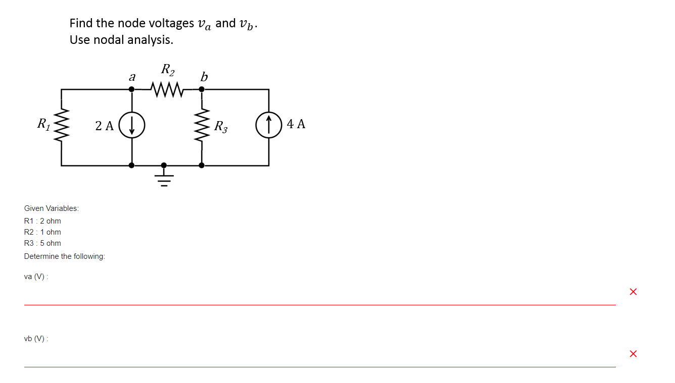 Solved Find the node voltages va and Vb. Use nodal analysis. | Chegg.com