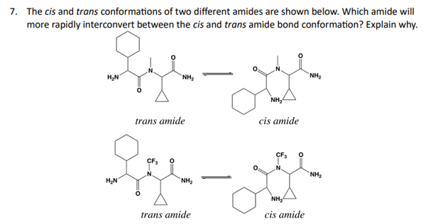 Solved The cis and trans conformations of two different | Chegg.com