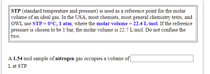 Solved STP (standard temperature and pressure) is used as a | Chegg.com