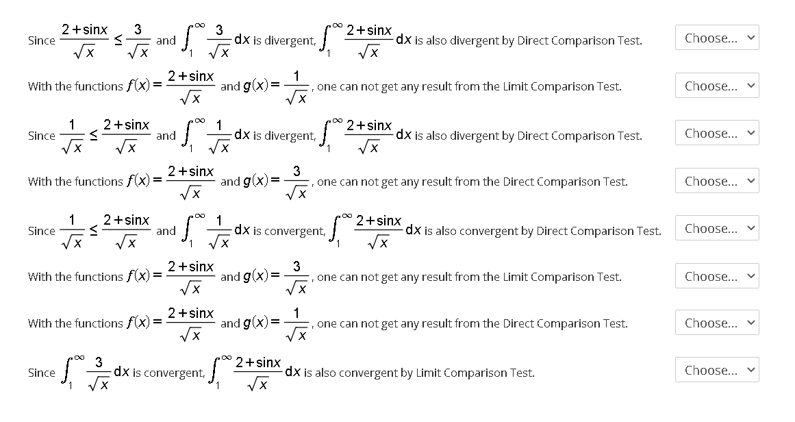 Solved 3 3 Since 2+sinx and S dx is divergent, 2+sinx dx | Chegg.com