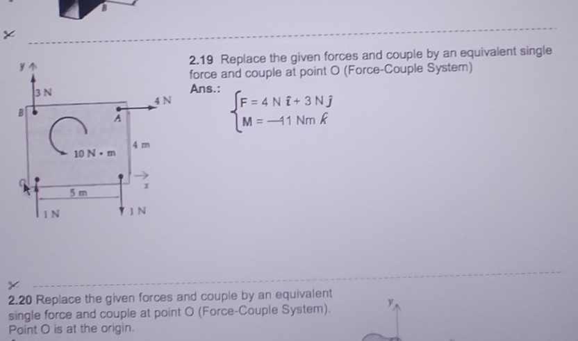 Solved 2.19 Replace the given forces and couple by an | Chegg.com