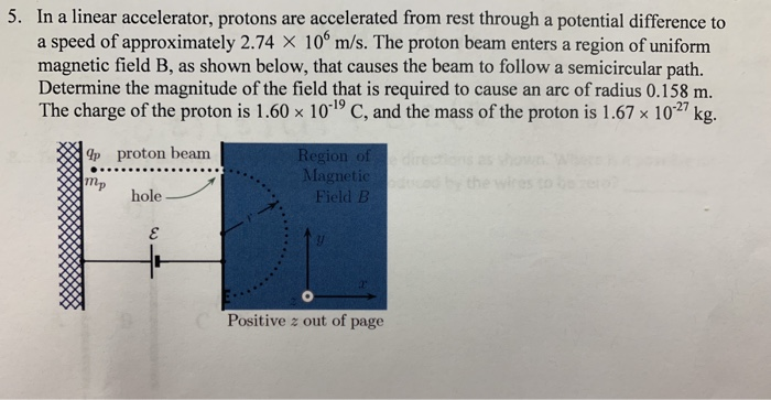 Solved 5. In a linear accelerator, protons are accelerated | Chegg.com