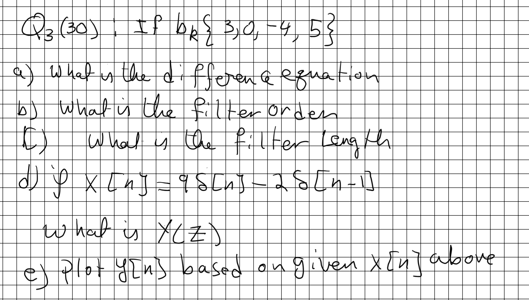 Solved Q_(3)(30):Ifb_(k){3,a,-4,5}a\phi x[n]=9\delta | Chegg.com