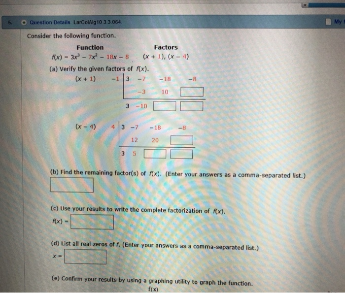 Solved Consider the Tollowing function Factors (a) Verily | Chegg.com