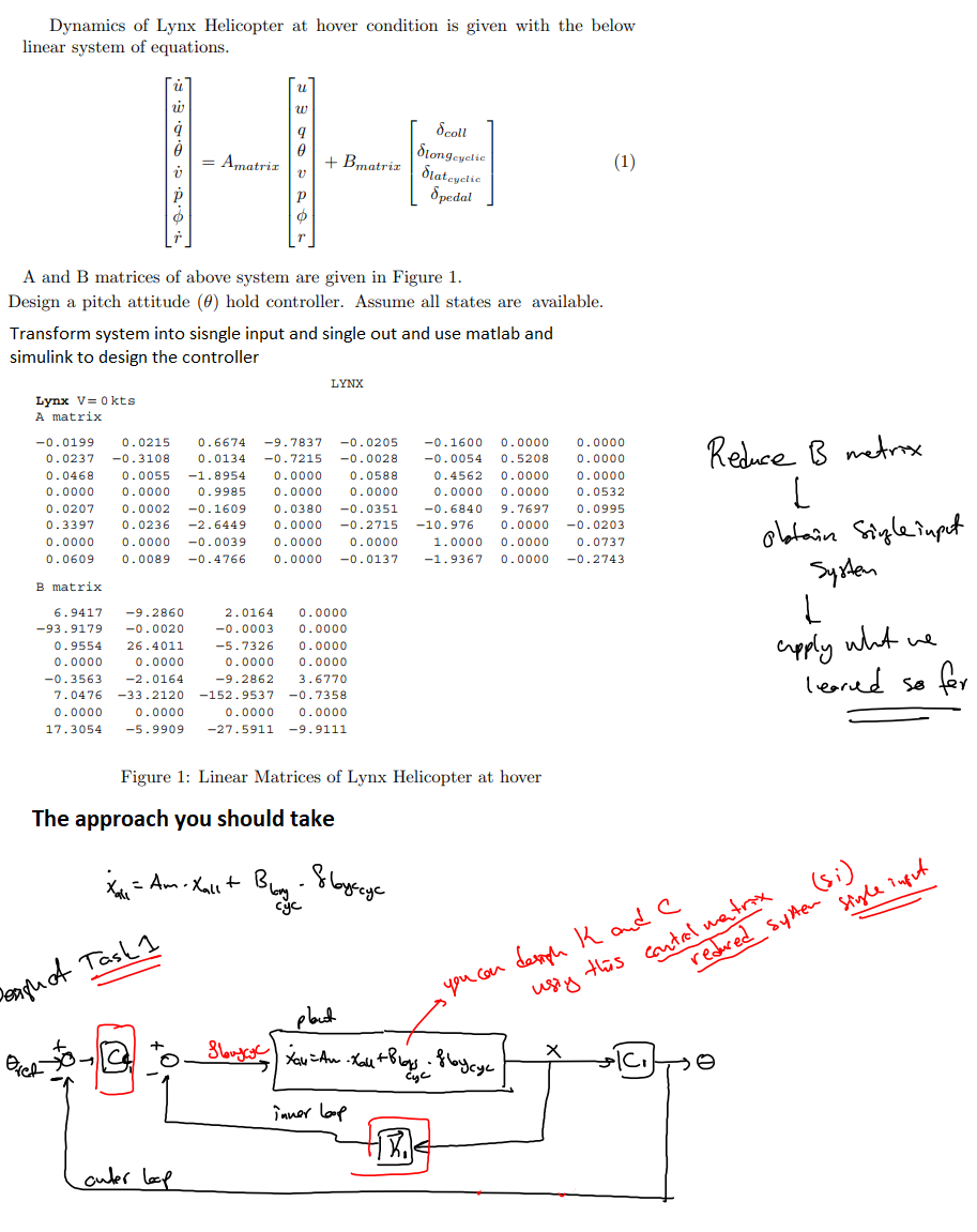 Solved Dynamics of Lynx Helicopter at hover condition is | Chegg.com