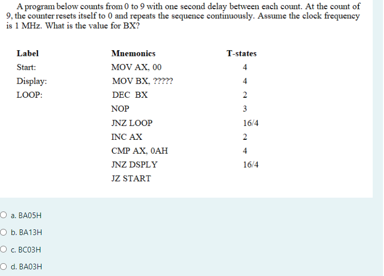 Solved A program below counts from 0 to 9 with one second | Chegg.com