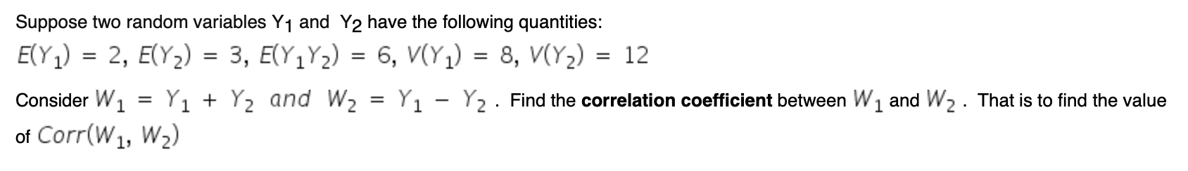 Solved Suppose two random variables Y1 and Y2 have the | Chegg.com