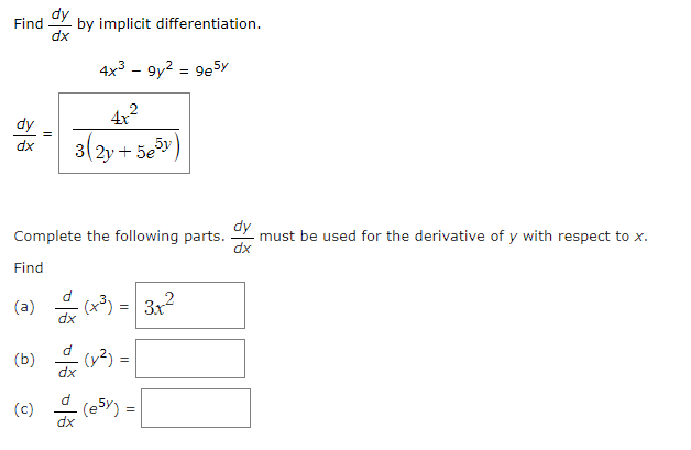 Solved Find \\( \\frac{d y}{d x} \\) by implicit | Chegg.com