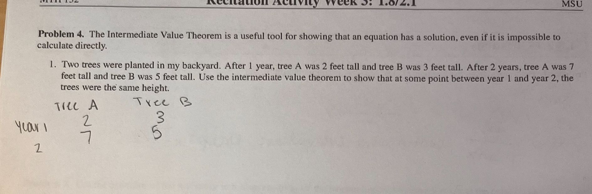 Solved Problem 4. ﻿The Intermediate Value Theorem is a | Chegg.com