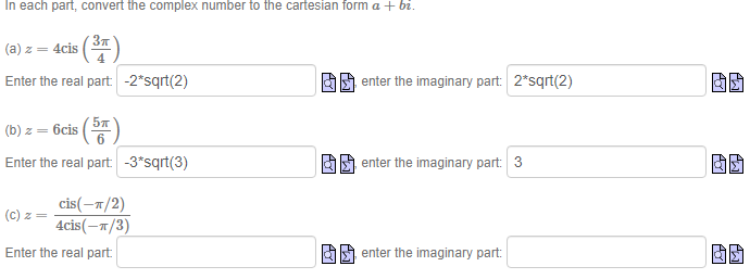 Solved In each part, convert the complex number to the | Chegg.com