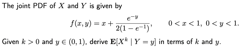 Solved The joint PDF of X and Y is given by e-y f(x, y) = x | Chegg.com