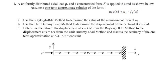 Solved 1. A uniformly distributed axial load p, and a | Chegg.com