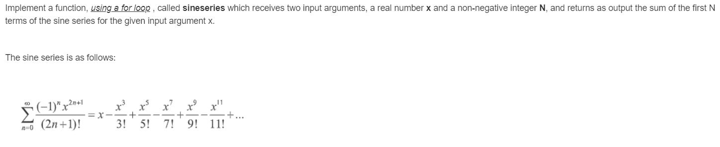 Solved Implement a function, using a for loop, called | Chegg.com