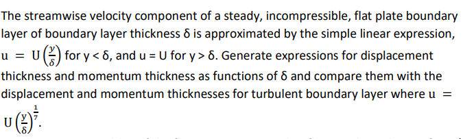 Solved The streamwise velocity component of a steady, | Chegg.com