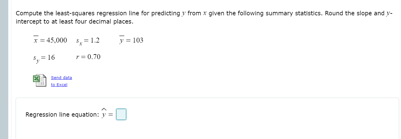 Solved Compute the least-squares regression line for | Chegg.com