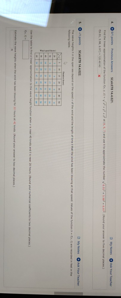 Solved 0/1 points Previous Answers SCalcET8 14.4.021. My | Chegg.com