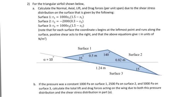 Solved 2) For the triangular airfoil shown below, Calculate | Chegg.com