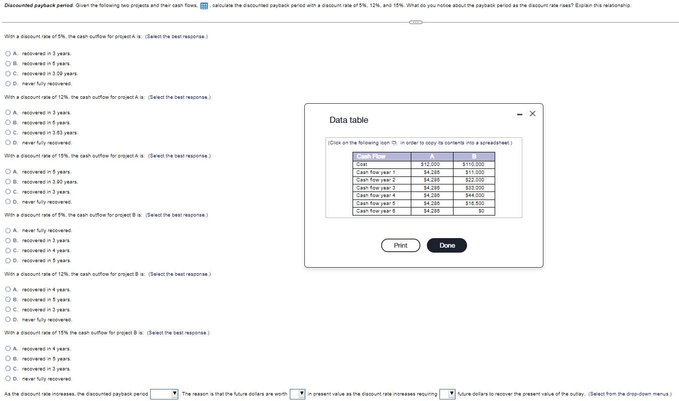 Solved With a discount rate of 5%, the cash outflow for | Chegg.com