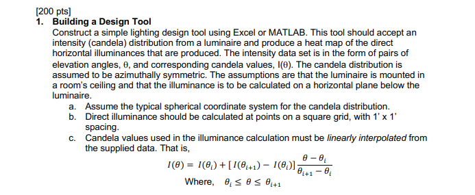 Solved (200 pts] 1. Building a Design Tool Construct a | Chegg.com