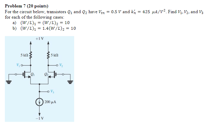 Solved Problem 7 (20 ﻿points)For the circuit below, | Chegg.com