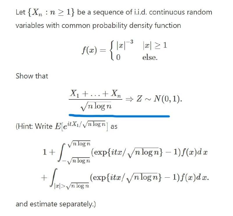 Solved Let {X, :n > 1} be a sequence of i.i.d. continuous | Chegg.com