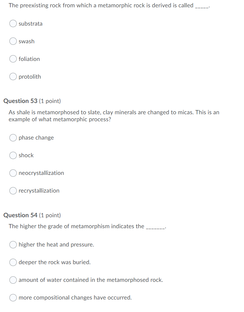 Solved The preexisting rock from which a metamorphic rock is | Chegg.com