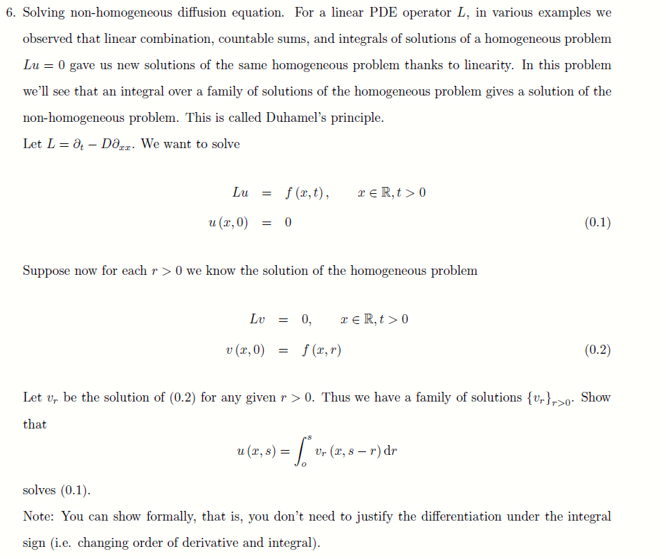 Solved 6. Solving non-homogeneous diffusion equation. For a | Chegg.com