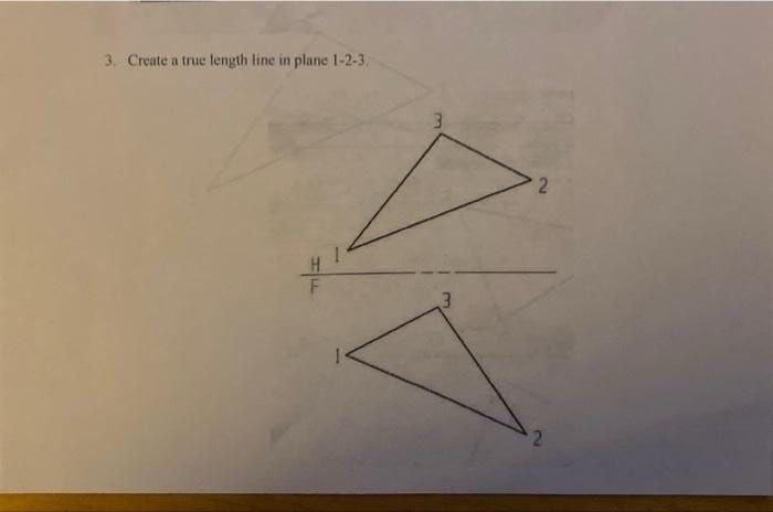 3. Create a true length line in plane 1-2-3 3 N 2 1 Н | Chegg.com