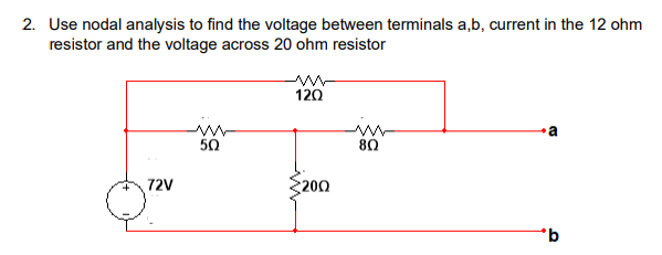 Solved Use nodal analysis to find the voltage between | Chegg.com