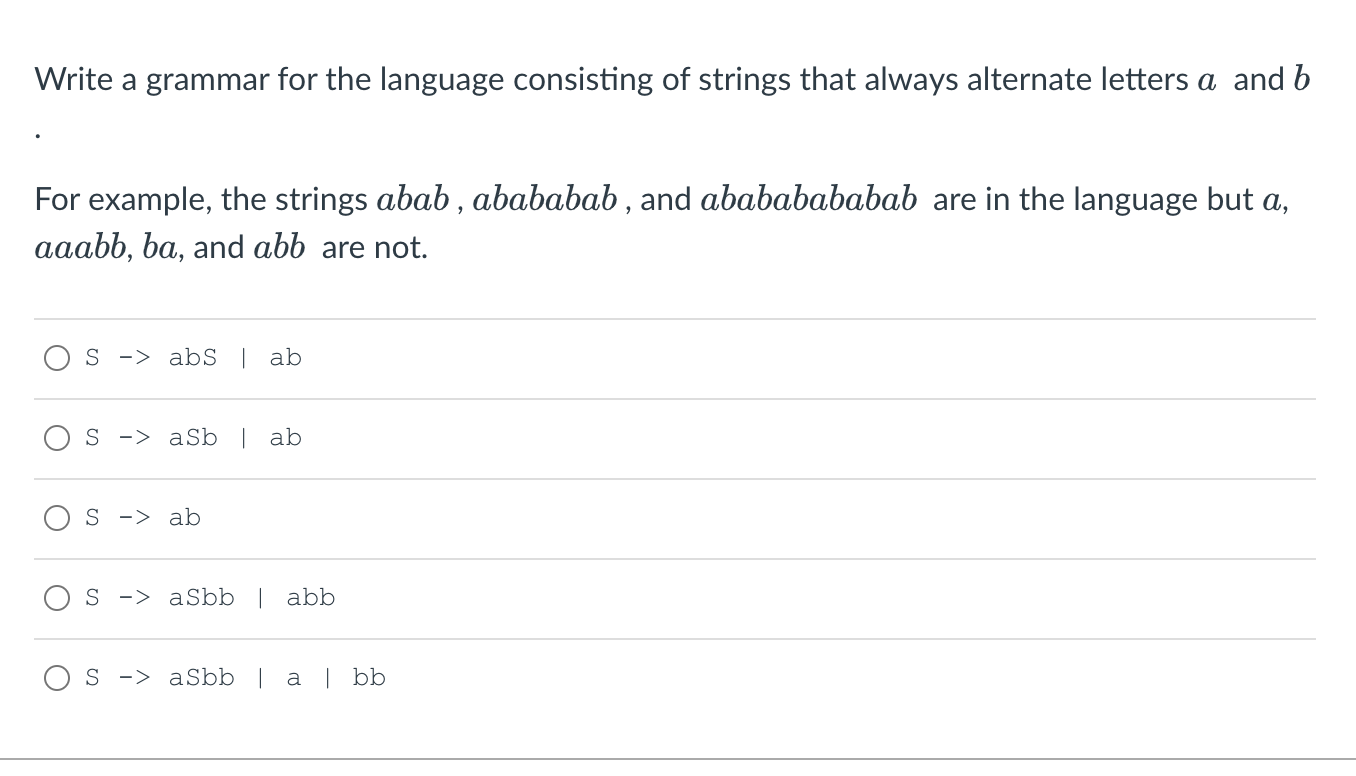 Solved Write a grammar for the language consisting of | Chegg.com