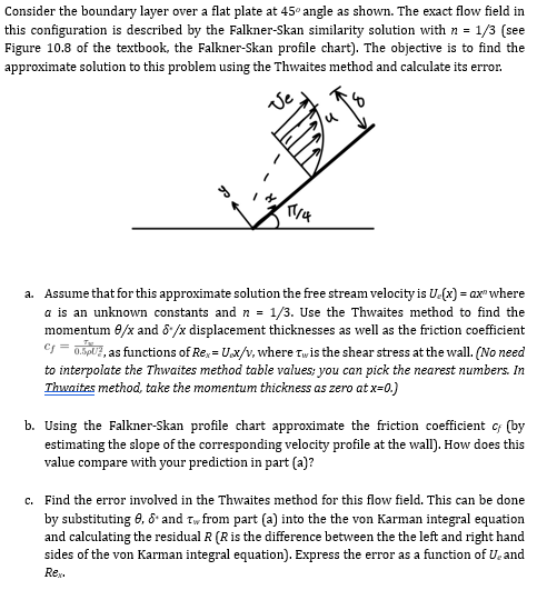 Solved Consider the boundary layer over a flat plate at 45∘ | Chegg.com