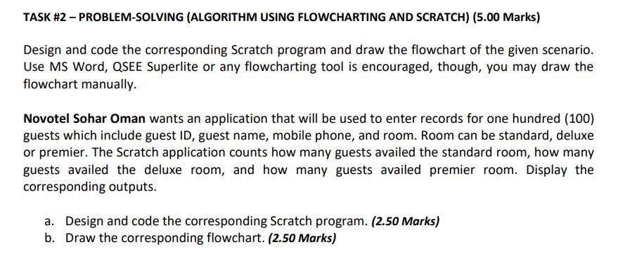 Solved TASK #2 - PROBLEM-SOLVING (ALGORITHM USING | Chegg.com