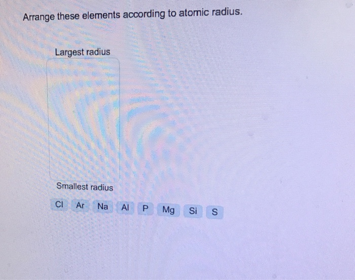 Solved Arrange These Elements According To Atomic Radius