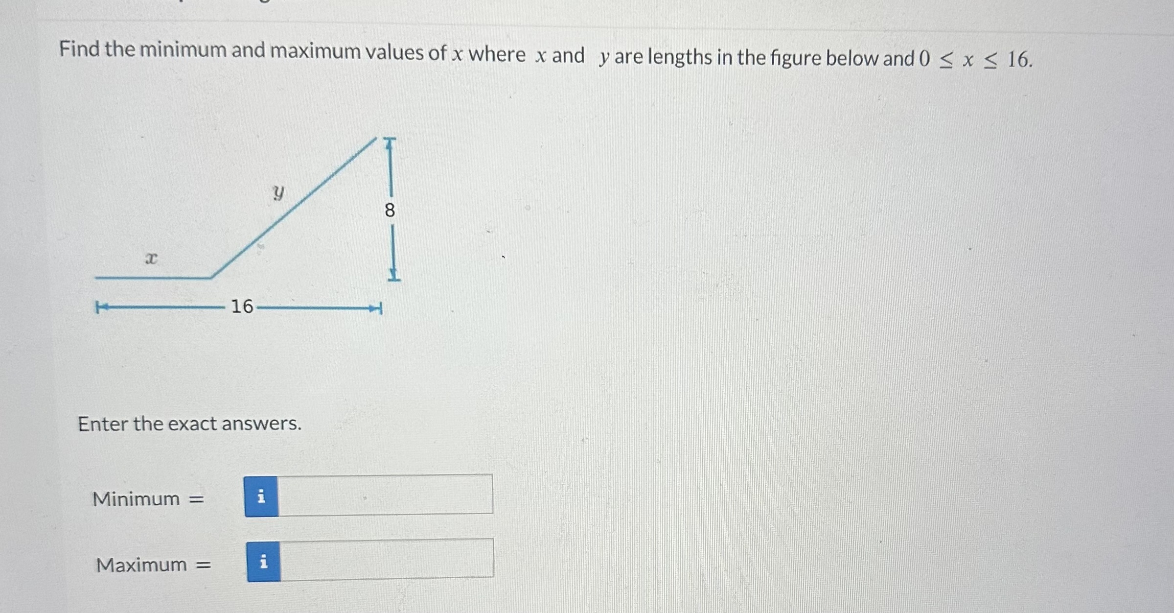 Solved Find the minimum and maximum values of x where x and | Chegg.com