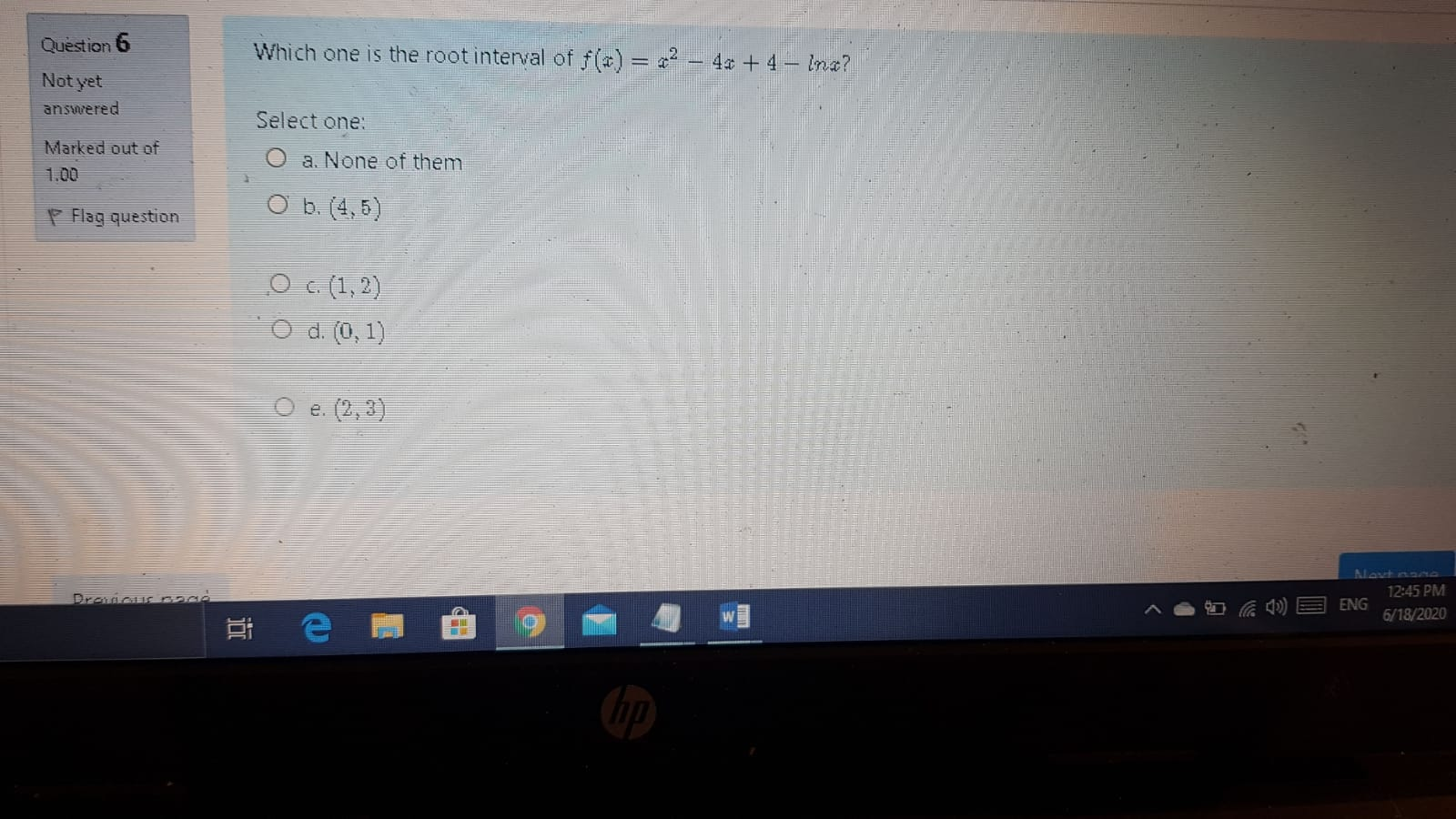 Solved Question 6 Which one is the root interval of f($) = | Chegg.com