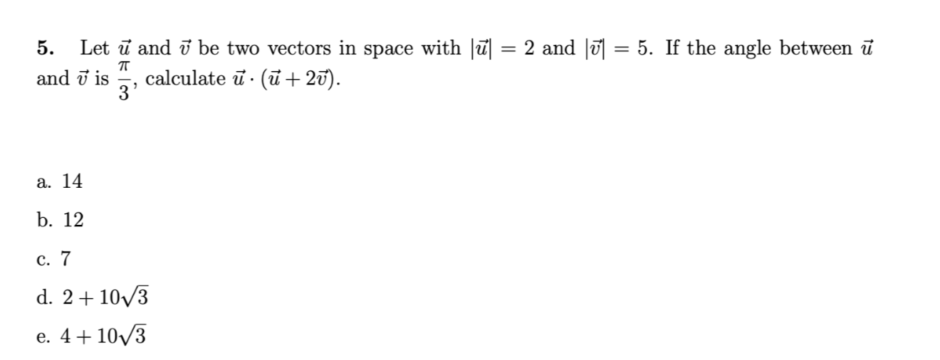 Solved Let vec(u) ﻿and vec(v) ﻿be two vectors in space with | Chegg.com