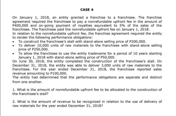 Solved CASE 4 On January 1, 2018, an entity granted a | Chegg.com